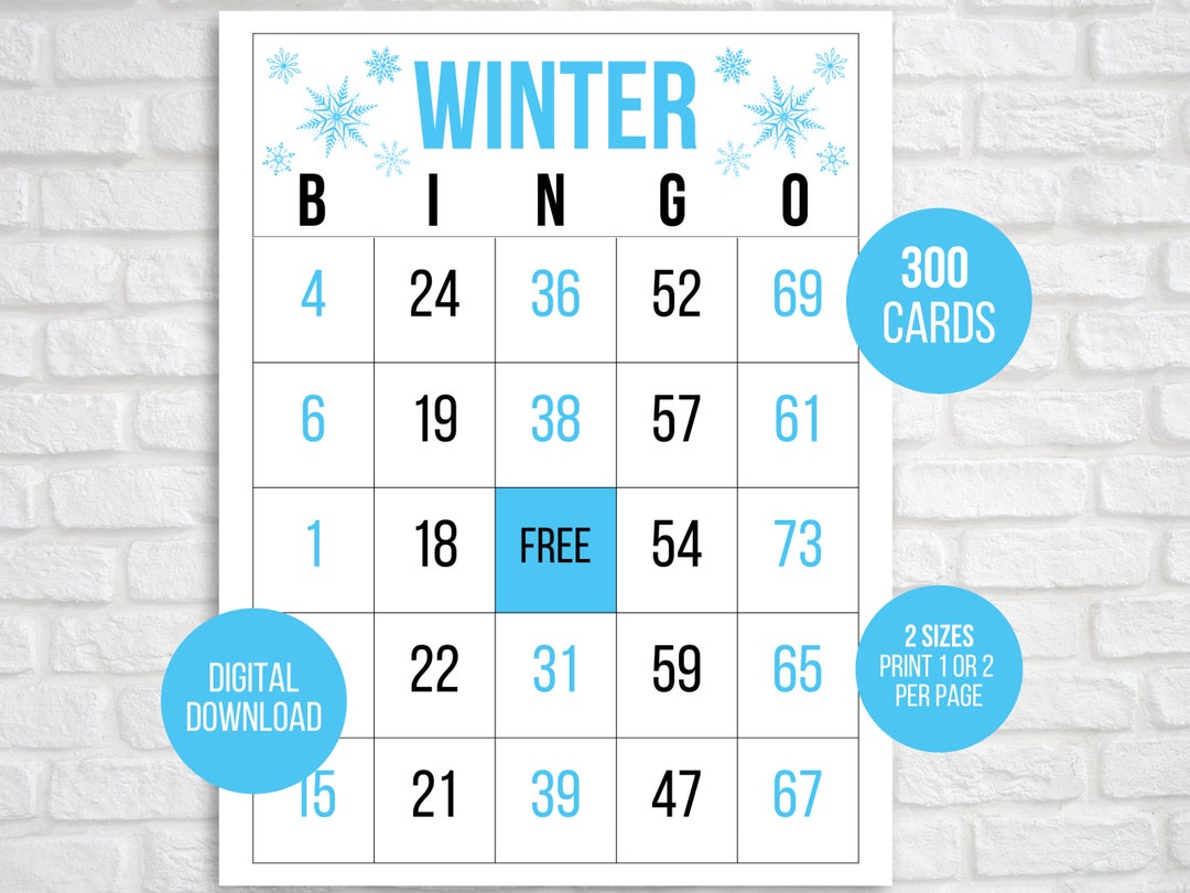 300 Winter Bingo Cards, 1, 2, or 4 per Page, Winter Party Game, Winter ...