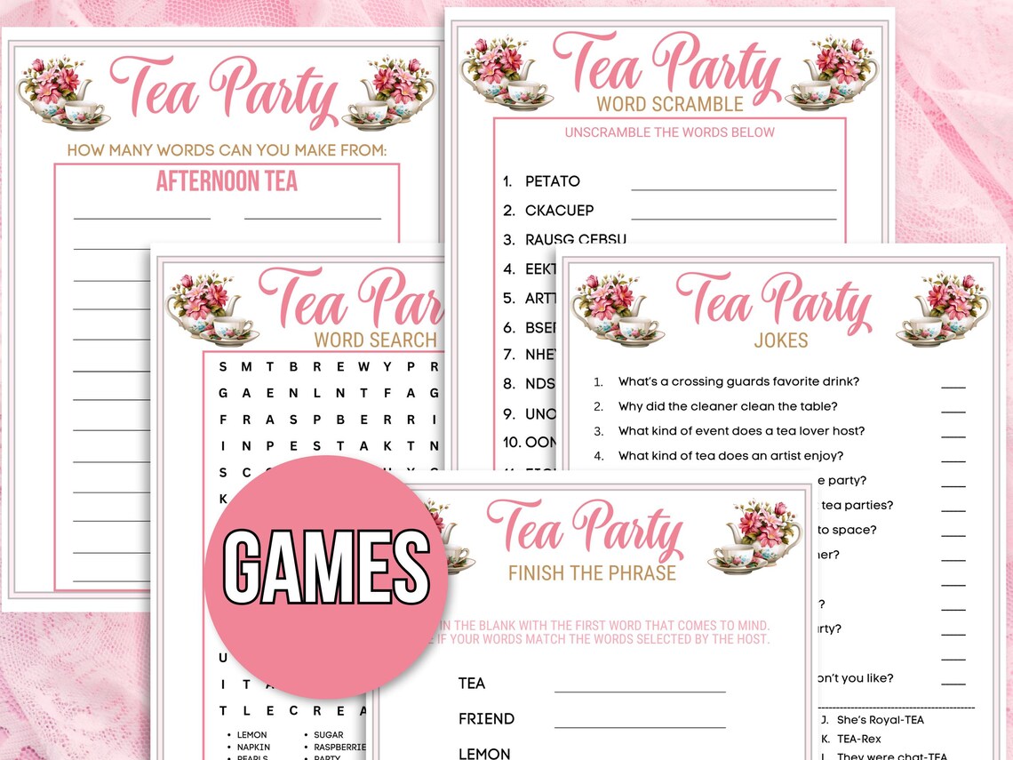 Tea Party Games Printable, Tea Party Activities, Girls Tea Party Games ...