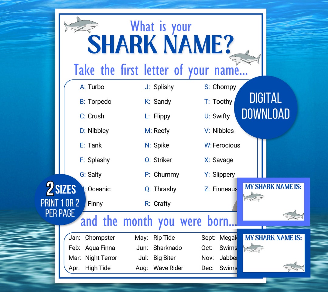 What's Your Shark Name, Shark Name Game, Shark Games, Shark Family Game ...