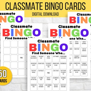 Classmate Bingo, Get to Know You Bingo, Find Someone Who Bingo, Find ...
