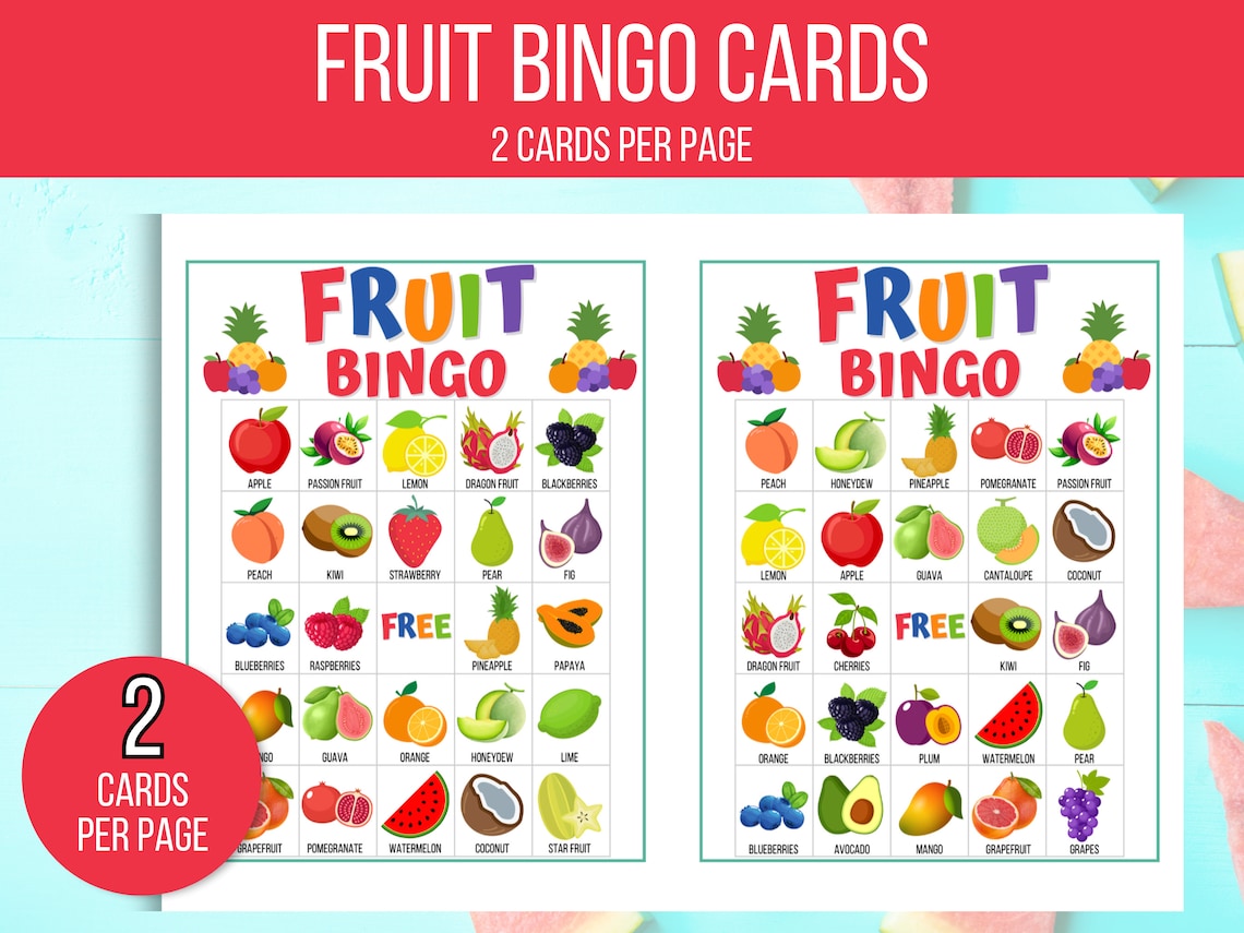 Fruit Bingo, 30 Printable Fruit Bingo Cards, Fruit Game, Fruit Party ...