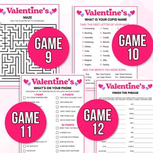 Valentine's Day Game Bundle, 45 Printable Valentines Games, Valentines ...