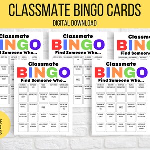 Classmate Bingo Get to Know You Bingo Find Someone Who - Etsy