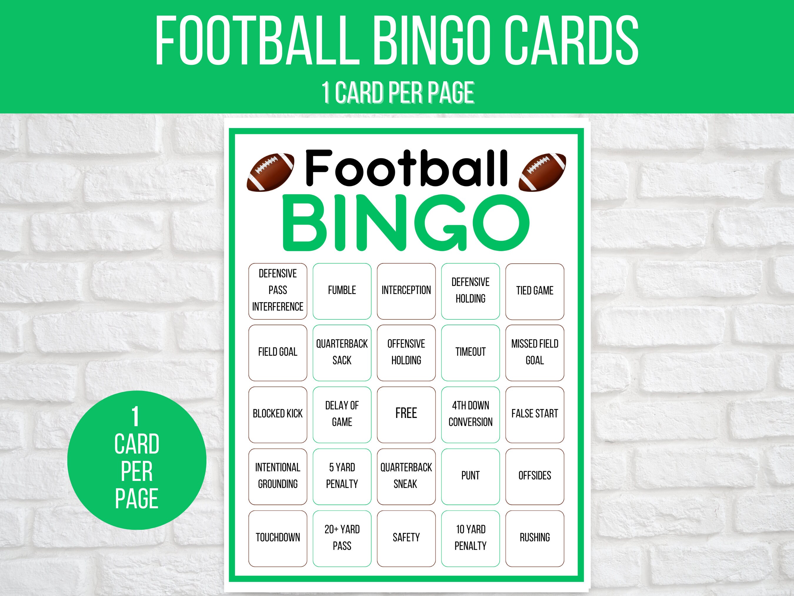 Football Bingo 50 Unique Printable Football Bingo Cards - Etsy