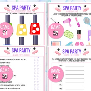 Spa Party Games Printable, Spa Party Activities, Girls Spa Party Games ...
