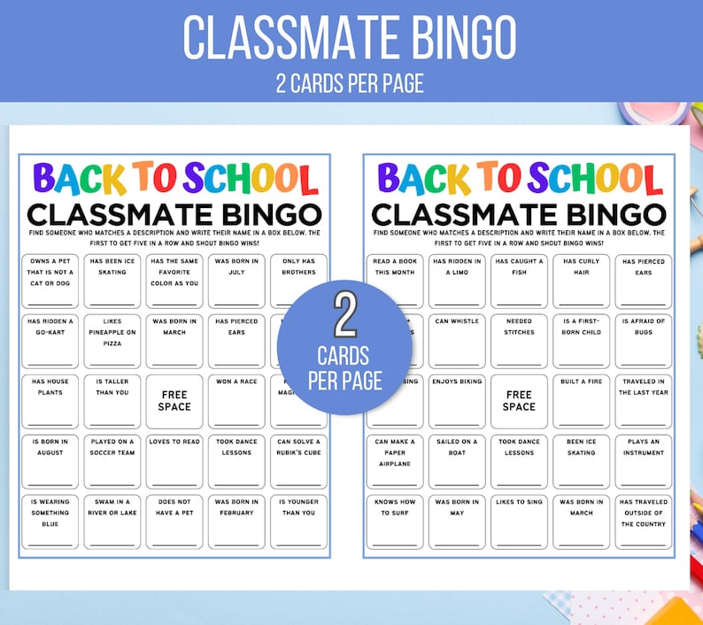 Back to School Bingo, Back to School Games, Classmate Bingo, Get to ...