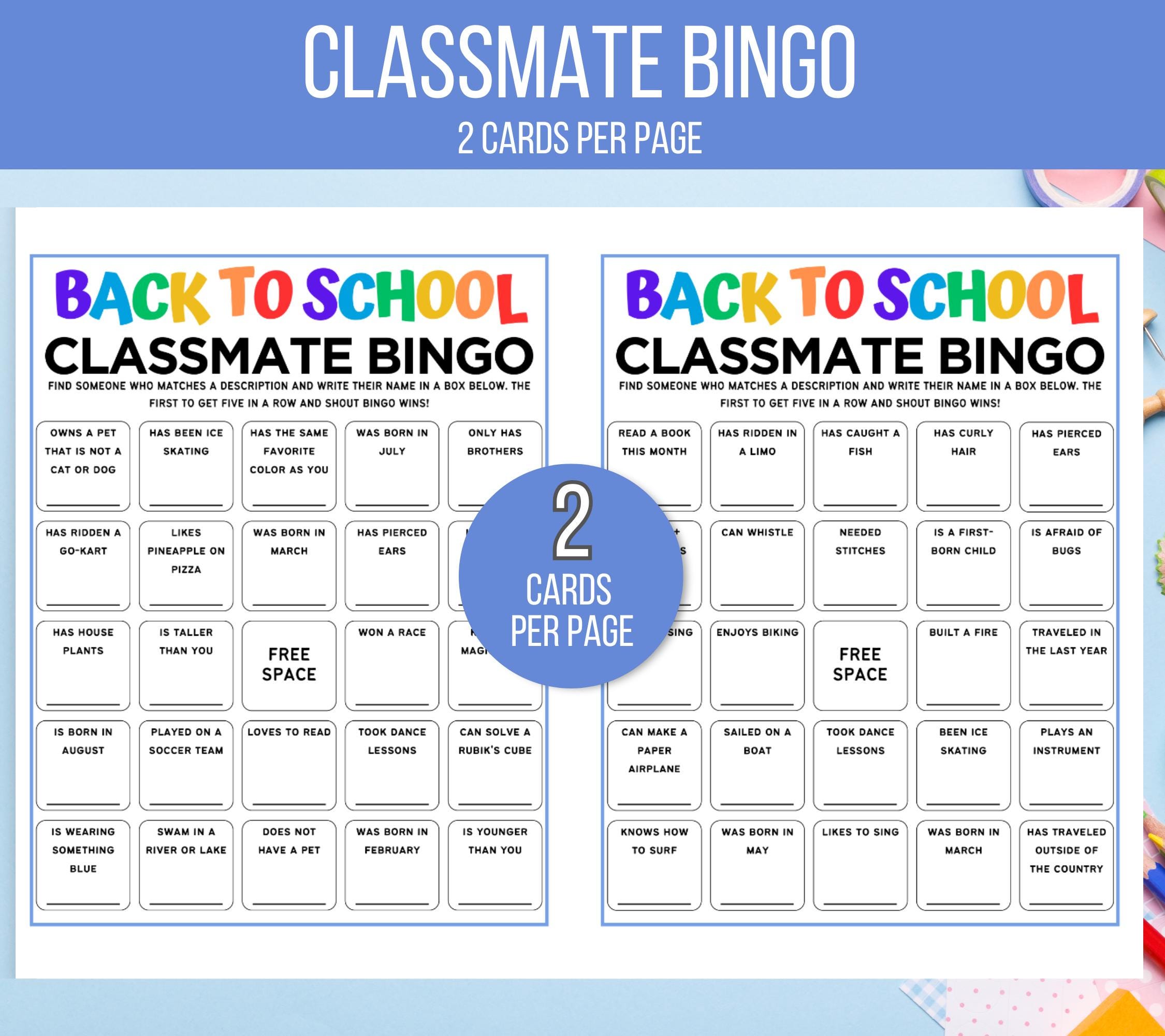 Back to School Bingo, Back to School Games, Classmate Bingo, Get to ...
