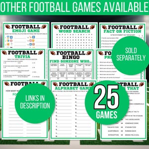 Football Bingo, 30 Printable Football Bingo Cards, Football Game ...