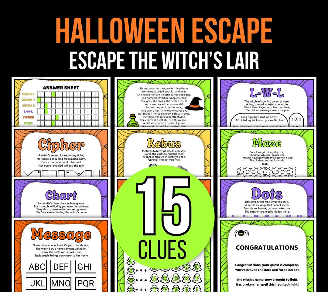 Halloween Escape Room, Halloween Escape Room for Teens, Witch Escape ...