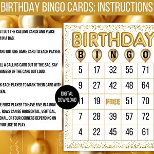 Birthday Bingo, 80 Birthday Bingo Cards, Birthday Game, Happy Birthday ...