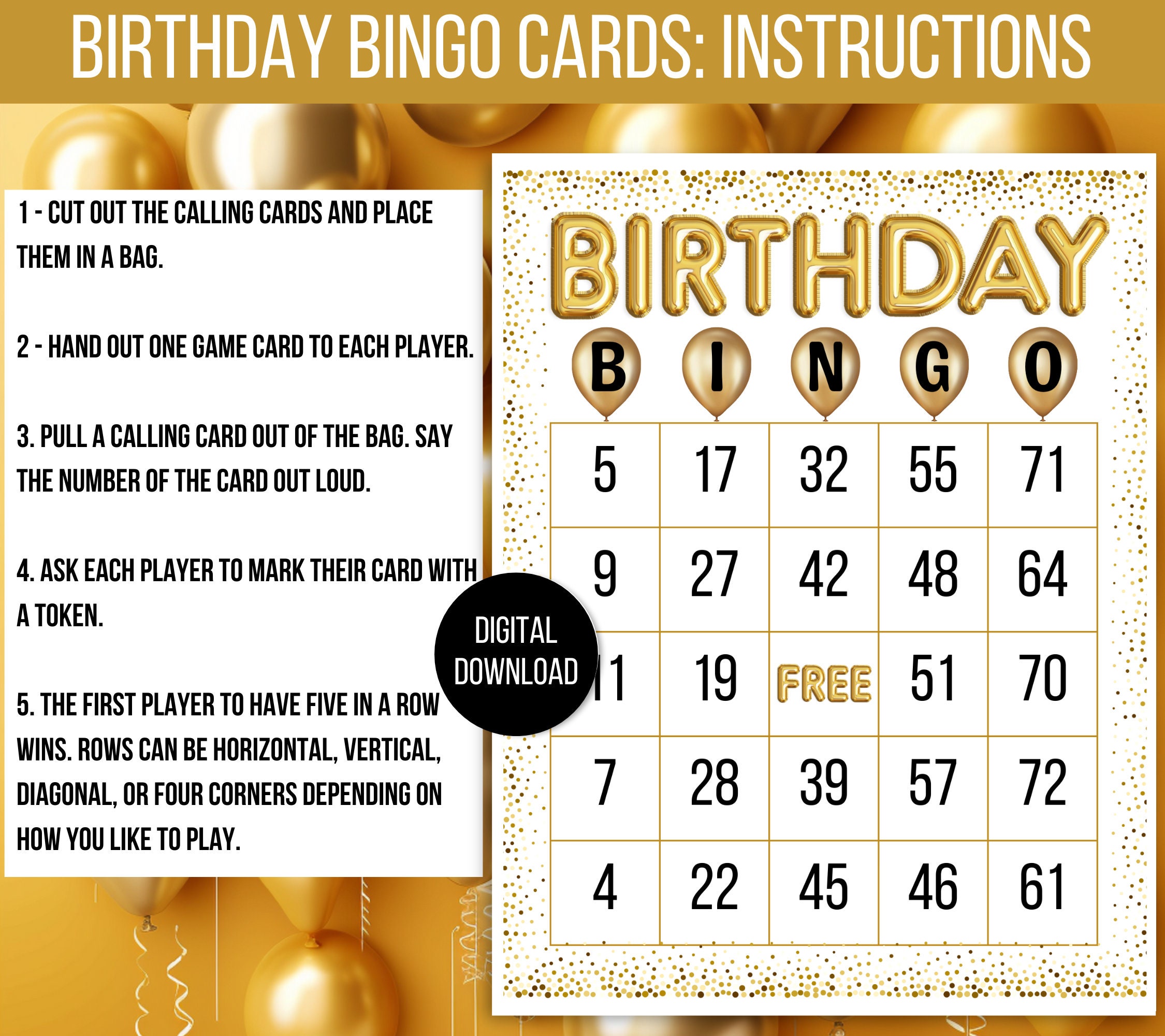 Birthday Bingo, 80 Birthday Bingo Cards, Birthday Game, Happy Birthday Bingo Board Game, Adult ...