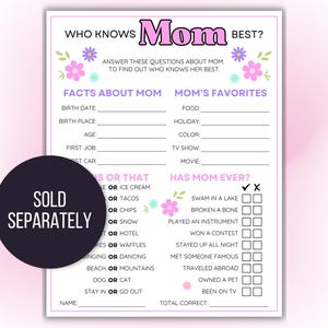 All About My Mom Fill in the Blanks Questionnaire, Mother's Day Craft ...
