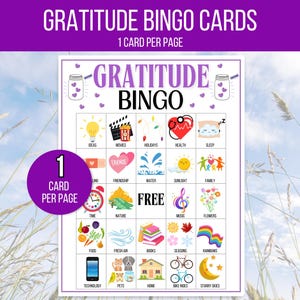 Gratitude Bingo, 30 Gratitude Bingo Cards, Mindfulness Bingo, Gratitude ...