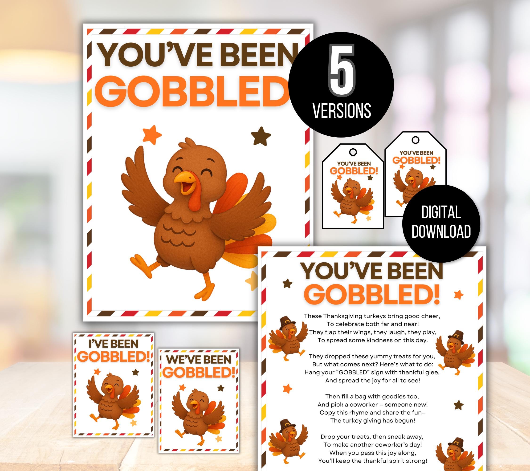 You've Been Gobbled Printable Thanksgiving Kit, I've Been Gobbled ...