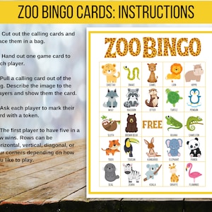 Zoo Bingo, 30 Printable Zoo Bingo Cards, Animal Bingo, Zoo Party Game ...