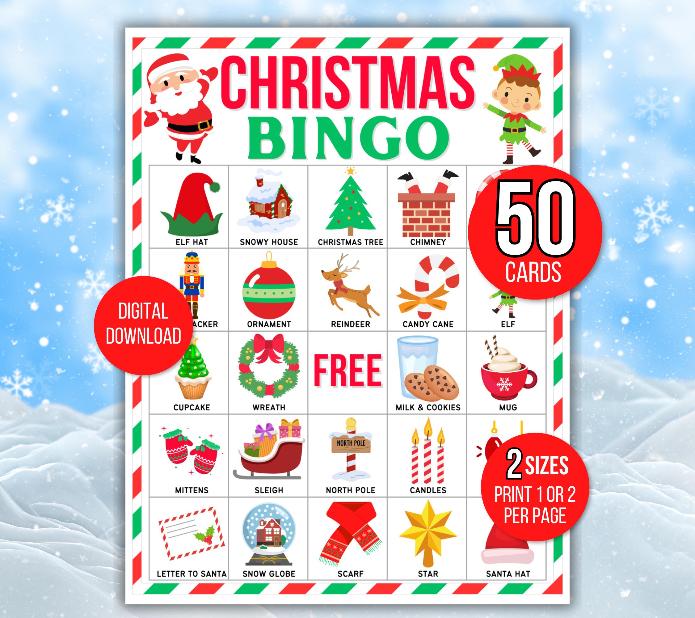 Christmas Bingo, 50 Christmas Bingo Cards, Christmas Games, Christmas ...