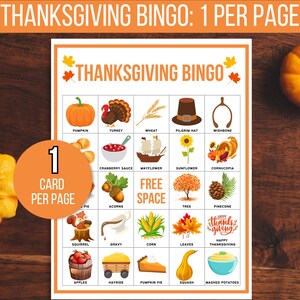 Thanksgiving Bingo, 50 Thanksgiving Bingo Cards, Thanksgiving Activity ...