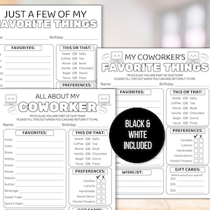 Employee Favorite Things Survey, All About My Coworker, Employee ...