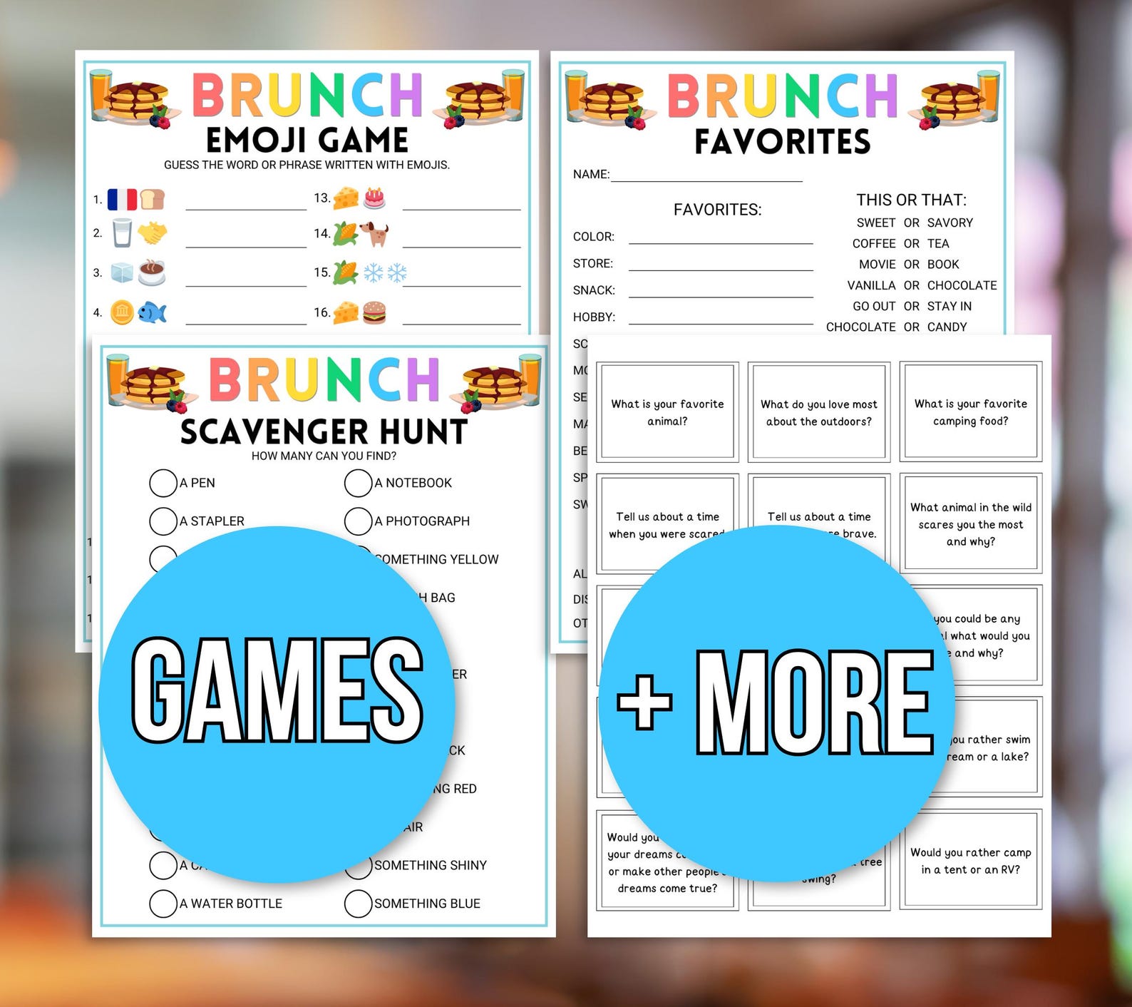 Brunch Party Games, Brunch Games, Icebreaker Table Games, Luncheon ...