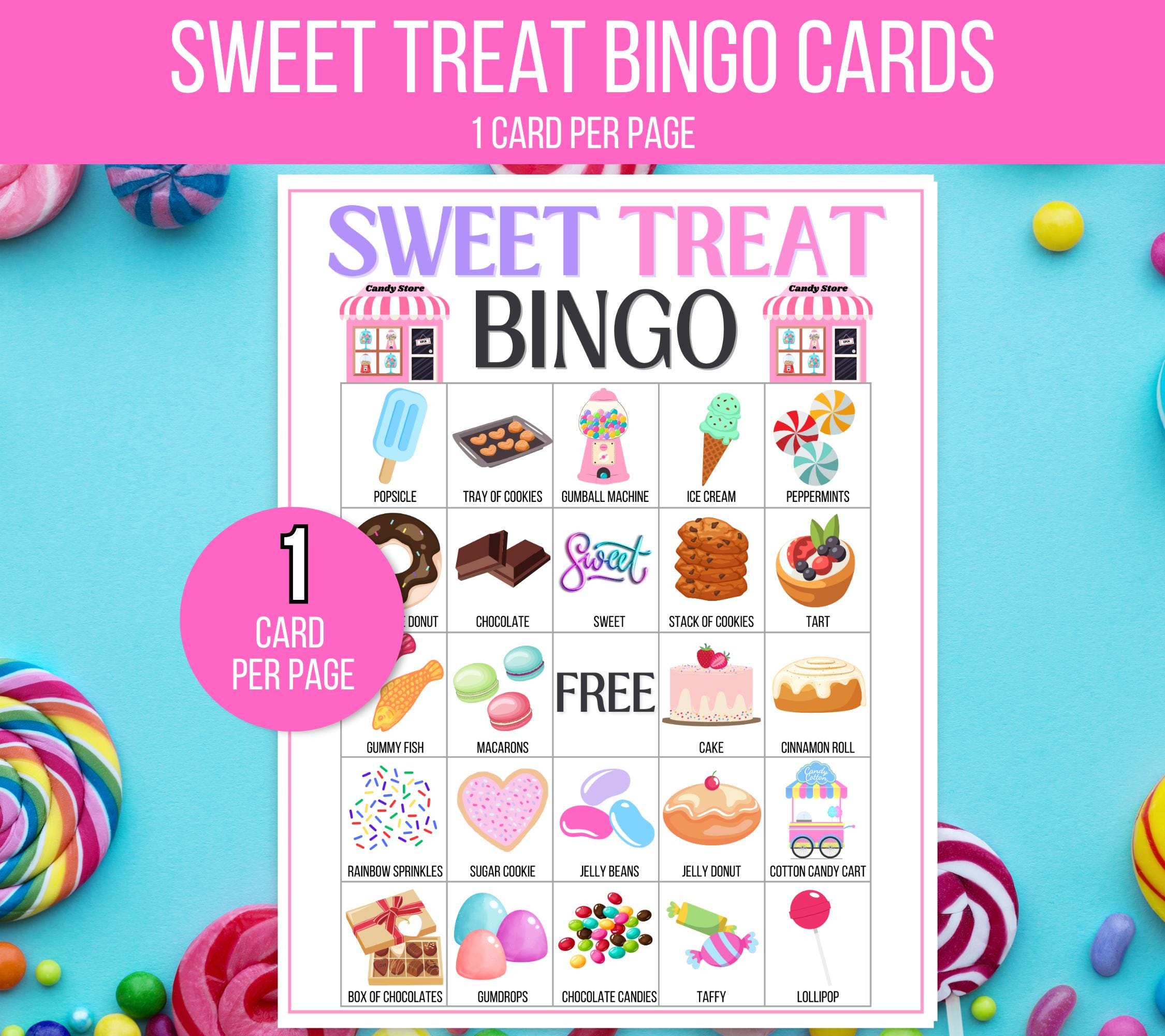 Sweet Treats Bingo, Candy Bingo, 30 Printable Candy Bingo Cards, Candy ...