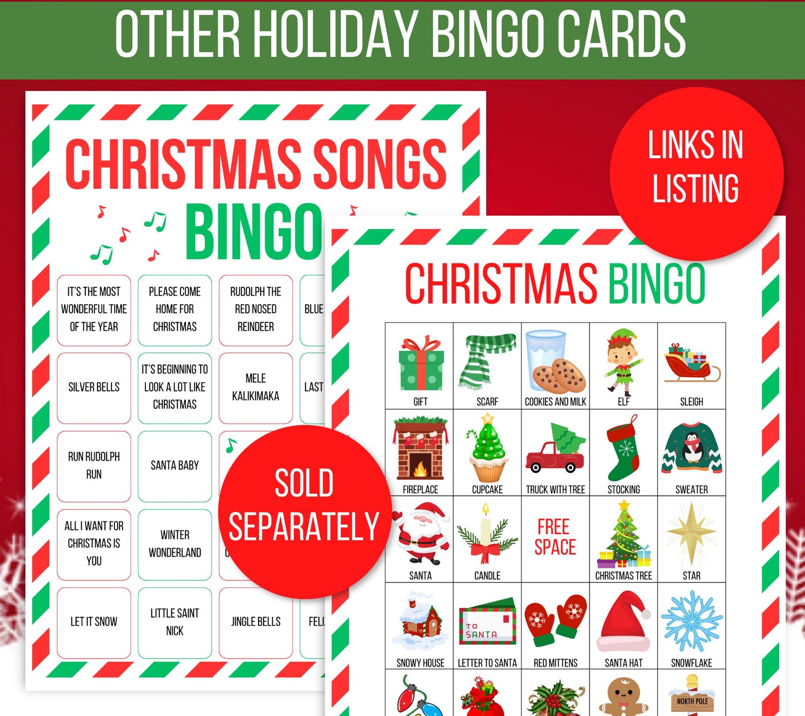 Holiday Bingo, 50 Holiday Bingo Cards, Holiday Activity, Kids Holiday ...