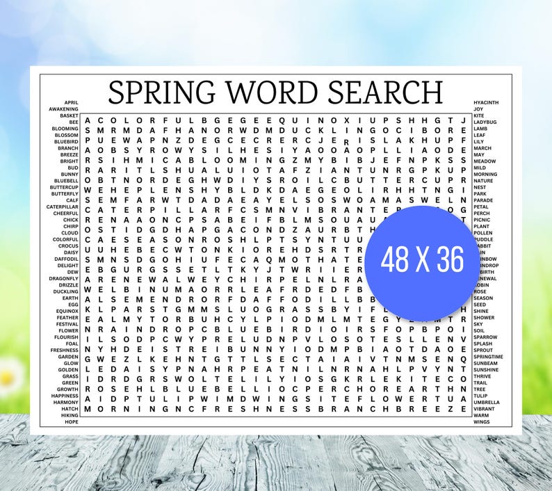 Giant Spring Word Search, Giant Word Search, Giant Word Find, Spring ...