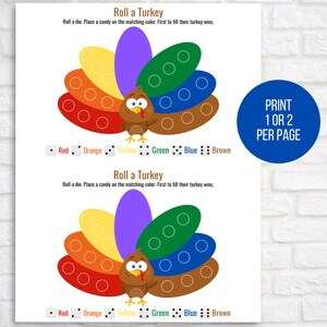 Thanksgiving Roll a Turkey Family Game, Roll a Turkey Kids Game, DIY ...