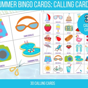 Summer Bingo, 30 Unique Printable Summer Bingo Cards, Summer Game ...