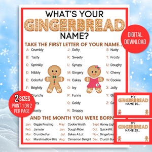 What's Your Gingerbread Name, Gingerbread Name Game, Gingerbread Games ...
