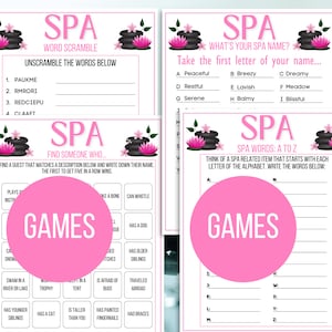 Spa Party Games Printable, Spa Party Activities, Girls Spa Party Games ...