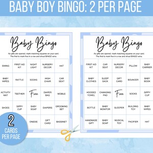 Baby Boy Bingo, 60 Baby Boy Bingo Cards, Baby Shower Bingo, Baby Shower ...