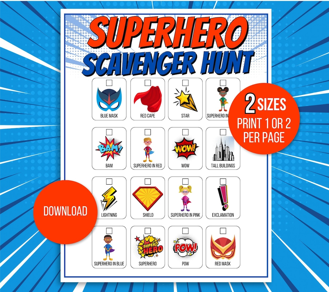 Superhero Scavenger Hunt, Superhero Game, Superhero Birthday, Superhero ...