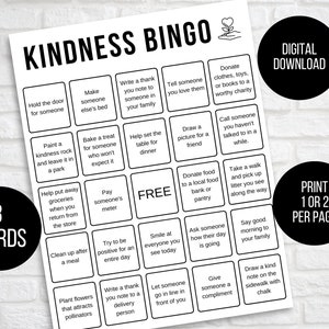 Kindness Bingo, 3 Kindness Bingo Cards, Acts of Kindness Bingo, Kid's ...