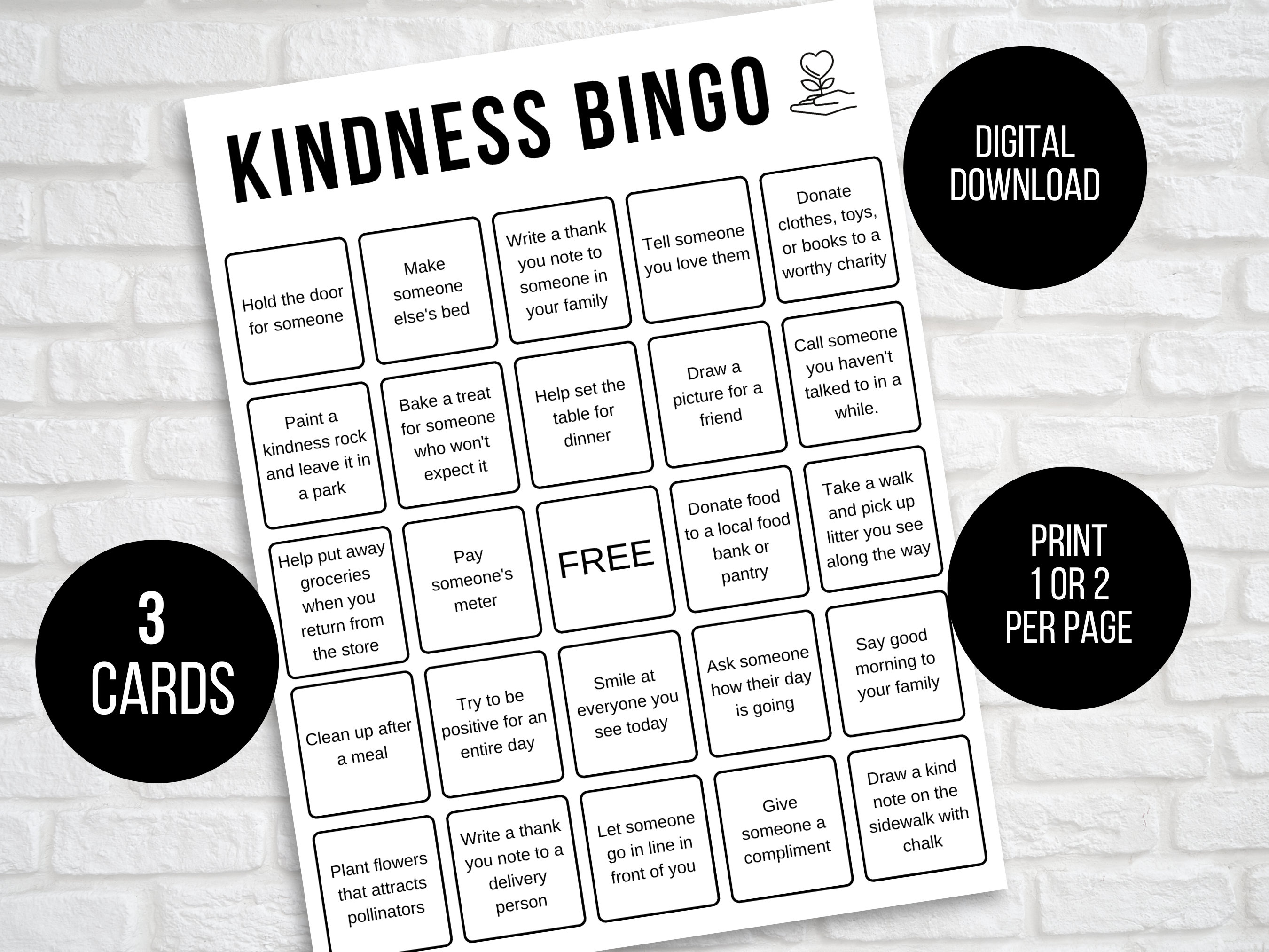 Kindness Bingo 3 Kindness Bingo Cards Acts of Kindness - Etsy
