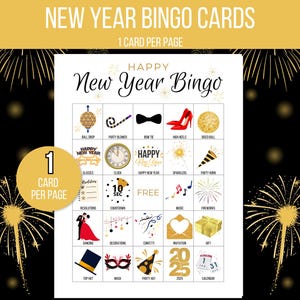 New Year's Bingo, 30 Happy New Year's Eve Bingo Cards, New Year's ...