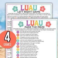 Fun Luau Left Right Game Printable, Pass the Prize Luau Party Story ...