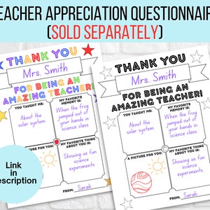 Teacher Appreciation Gift, Teacher Appreciation Week, Teacher Thank You ...