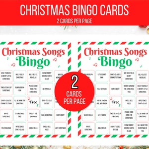 Christmas Songs Bingo, 50 Printable Christmas Songs Bingo Cards ...