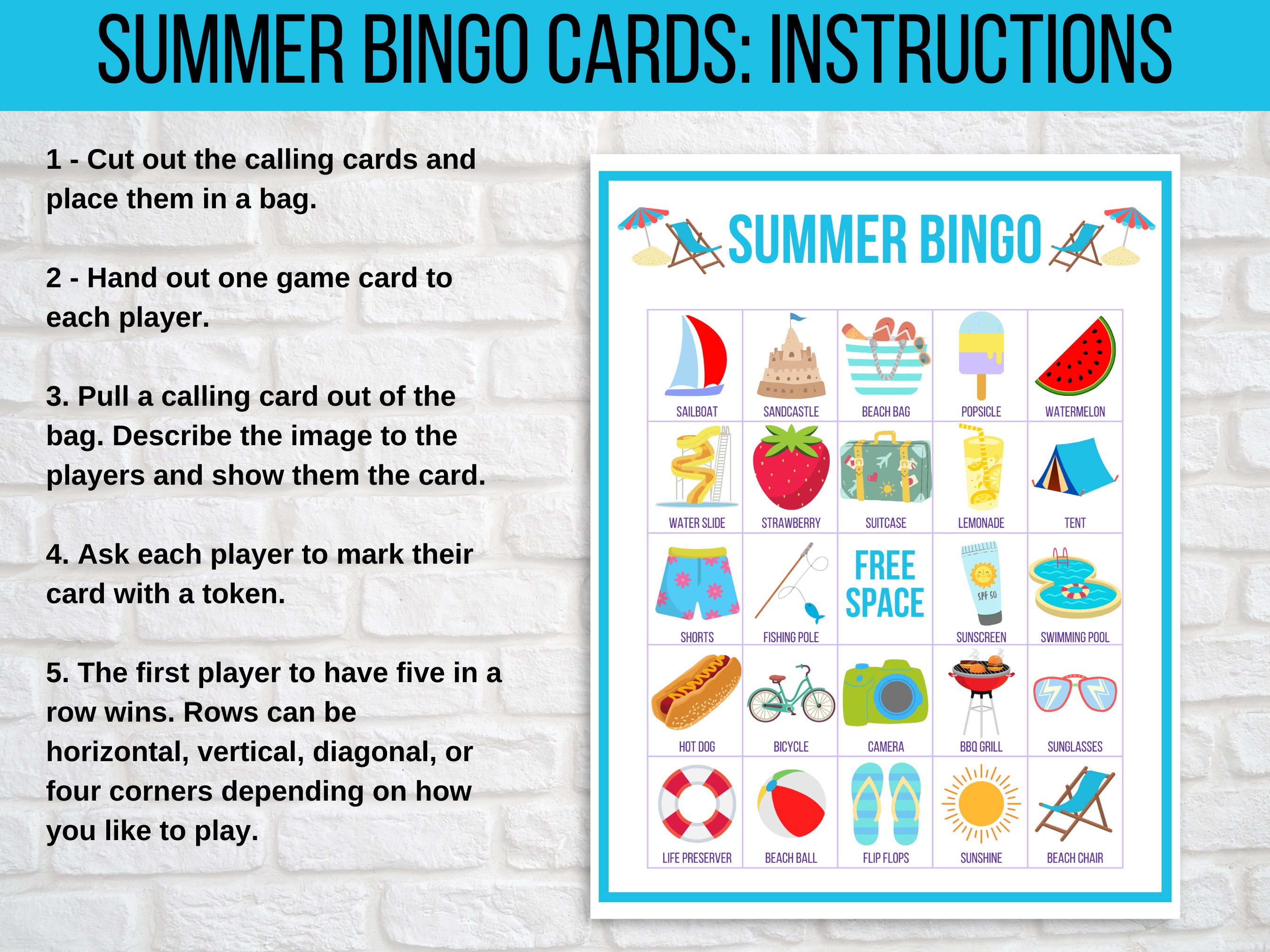 Summer Bingo 30 Unique Printable Summer Bingo Cards Summer - Etsy