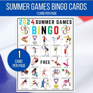 Summer Games Bingo, 30 Summer Games Bingo Cards, Summer Games, Summer ...