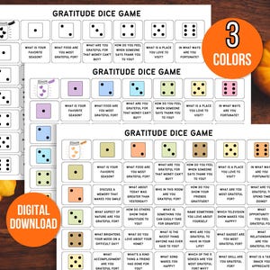 Thanksgiving Gratitude Dice Game, Thanksgiving Games, Thanksgiving ...