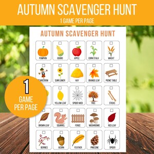 Autumn Scavenger Hunt for Kids, Outdoor Nature Scavenger Hunt, Autumn ...