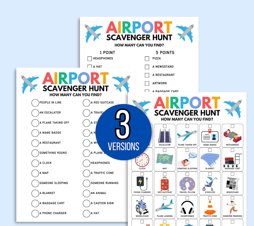 Airport Scavenger Hunt, Airport Scavenger Hunt for Kids, Airport ...
