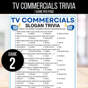 TV Commercial Trivia Game, TV Slogans Trivia Game, TV Commercial Match ...