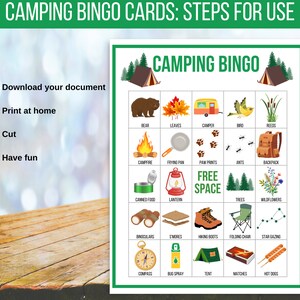 Camping Bingo, 30 Printable Camping Bingo Cards, Camping Game, Camping ...