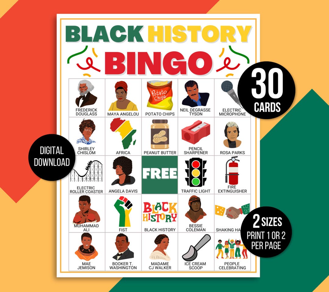 Black History Bingo, Black History Games, Black History Month Bingo, 30 ...