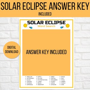 Solar Eclipse Word Search, Fun Solar Eclipse Game, Printable Solar ...