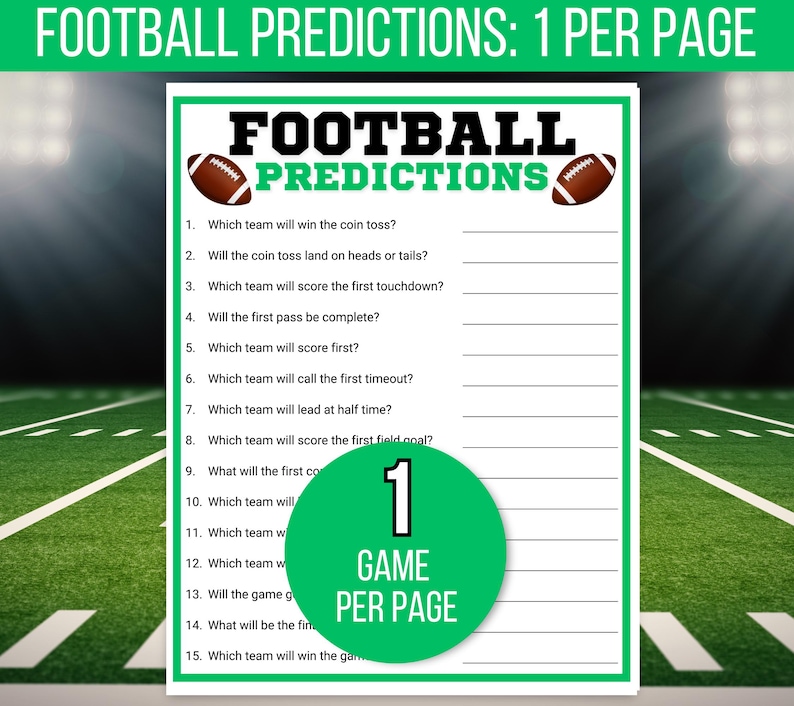 Football Game Predictions, Football Party Games, Football Game for ...