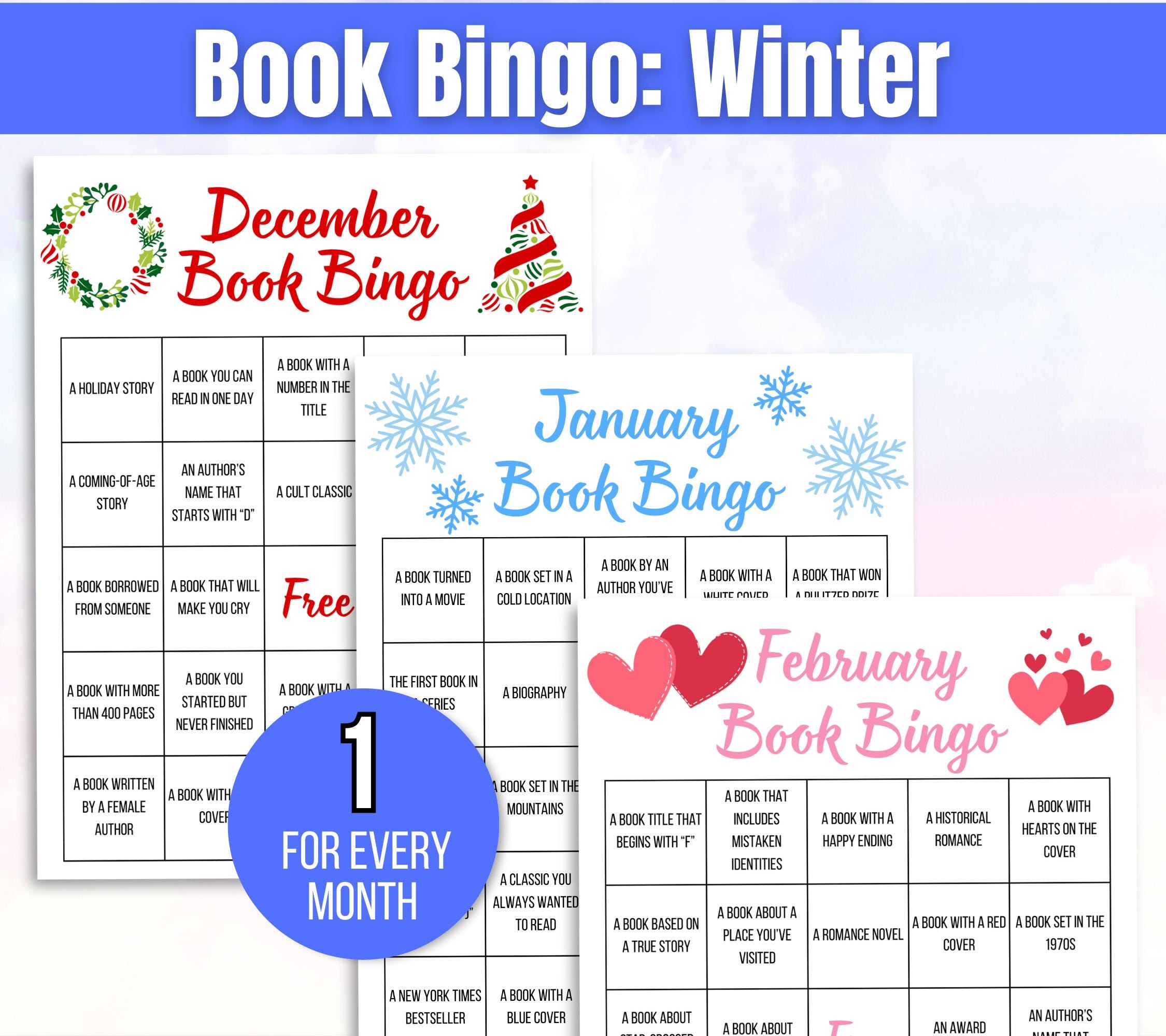 Book Bingo, 12 Monthly Book Bingo Challenges, Book Bingo for Adults ...