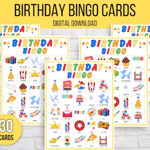 Birthday Bingo, 30 Birthday Party Bingo Cards, Birthday Game, Happy ...